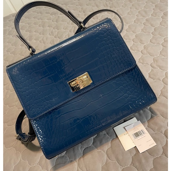 kate spade | Bags | Kate Spade Knightsbridge Doris Blue Leather Croc ...